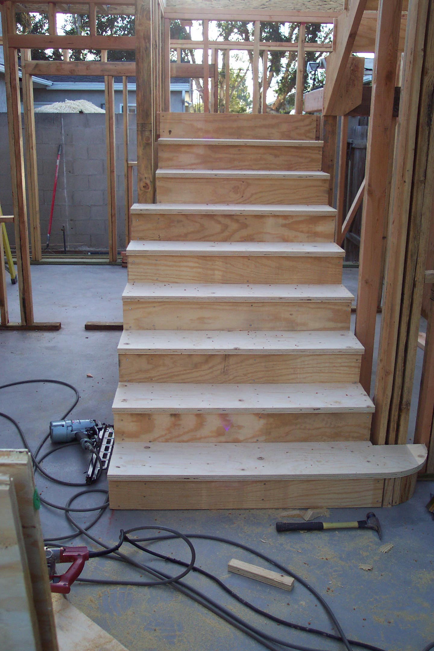 Finished Bottom Stairway - Split Landing Staircase